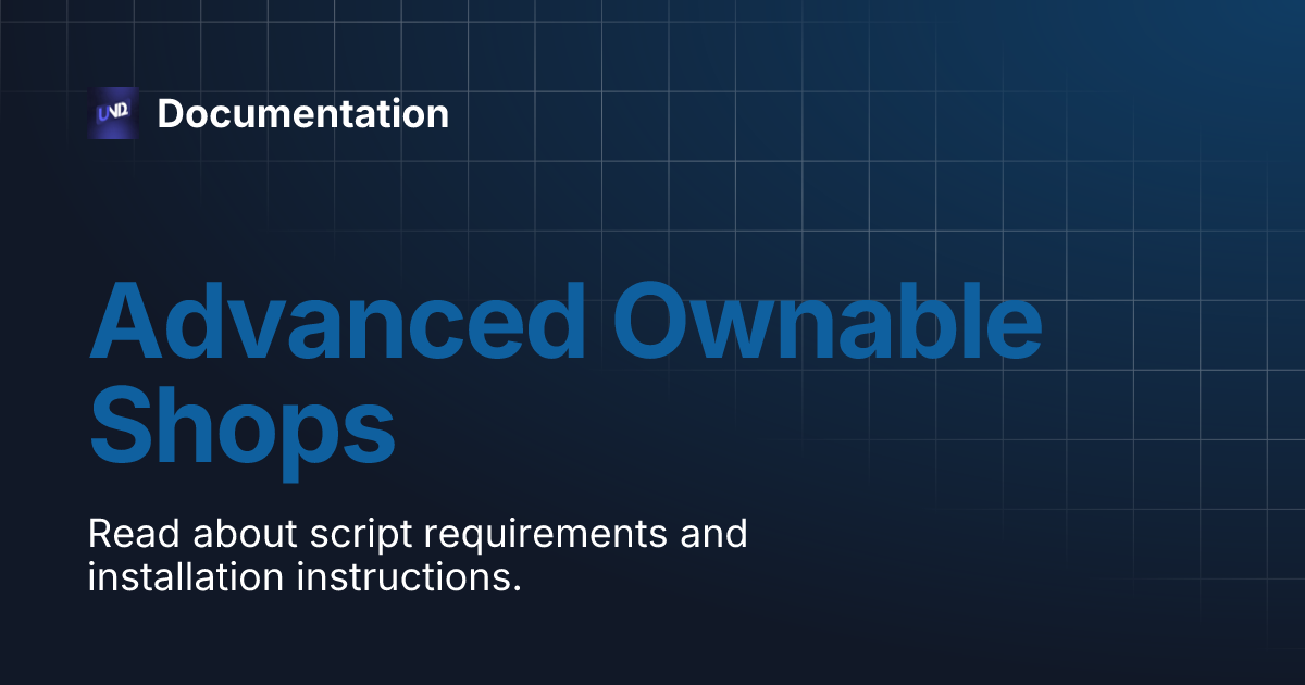 Advanced Ownable Shops | Documentation