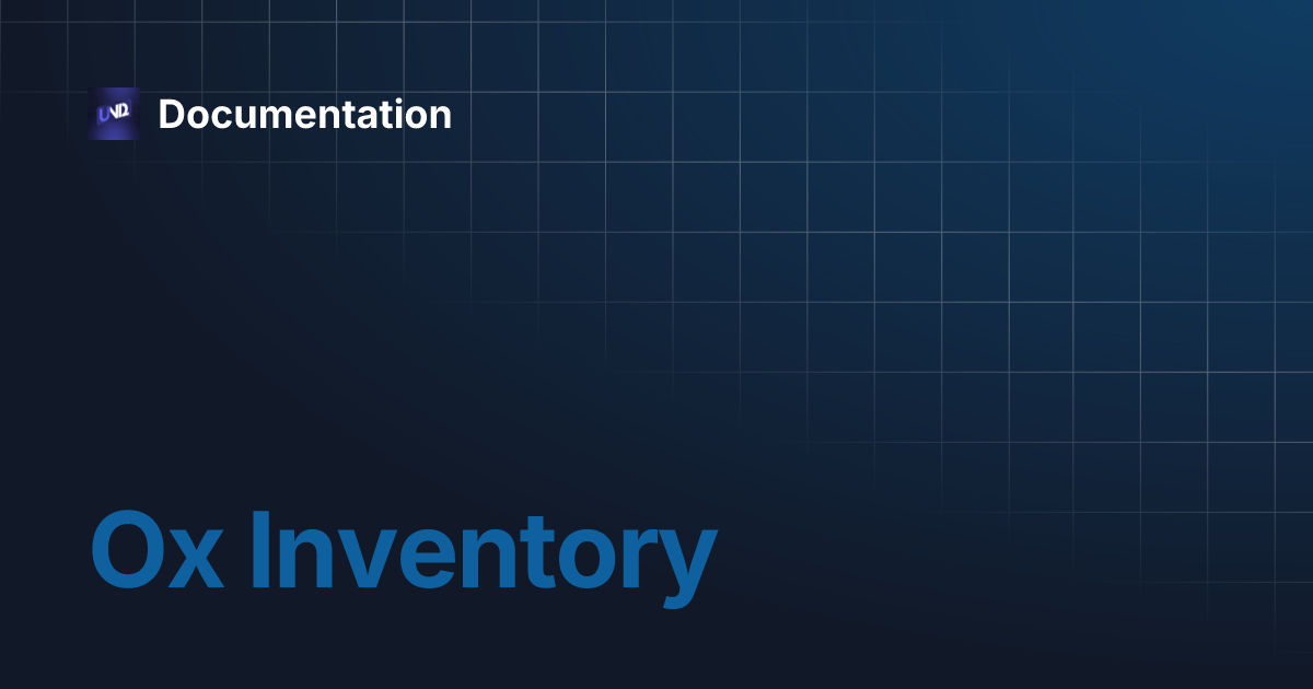 Ox Inventory | Documentation