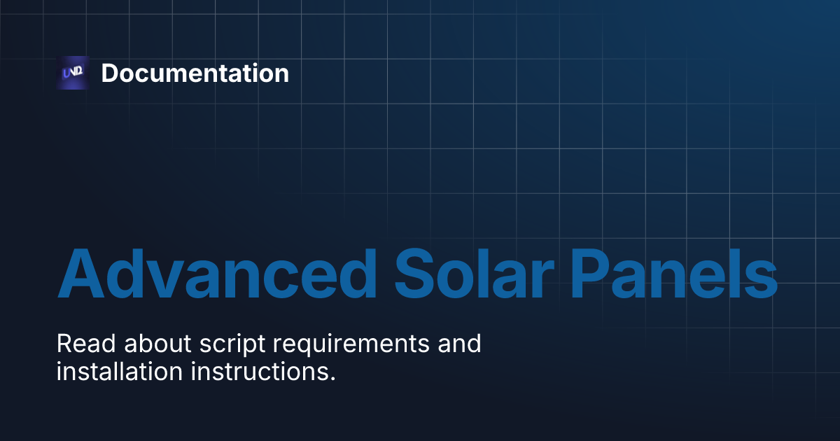 Advanced Solar Panels | Documentation